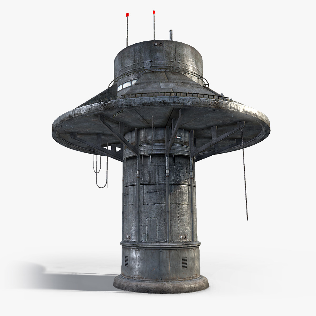low-poly sci-fi tower 3d model