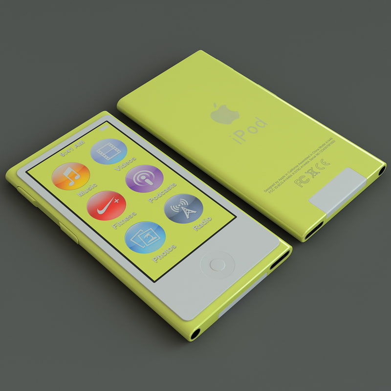 3d yellow ipod nano 7th model