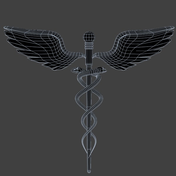 caduceus medical symbols 3d model