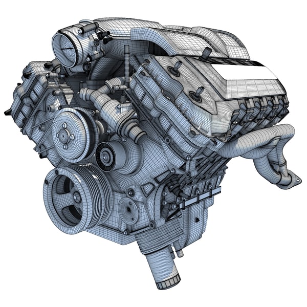 v8 engine 3d model