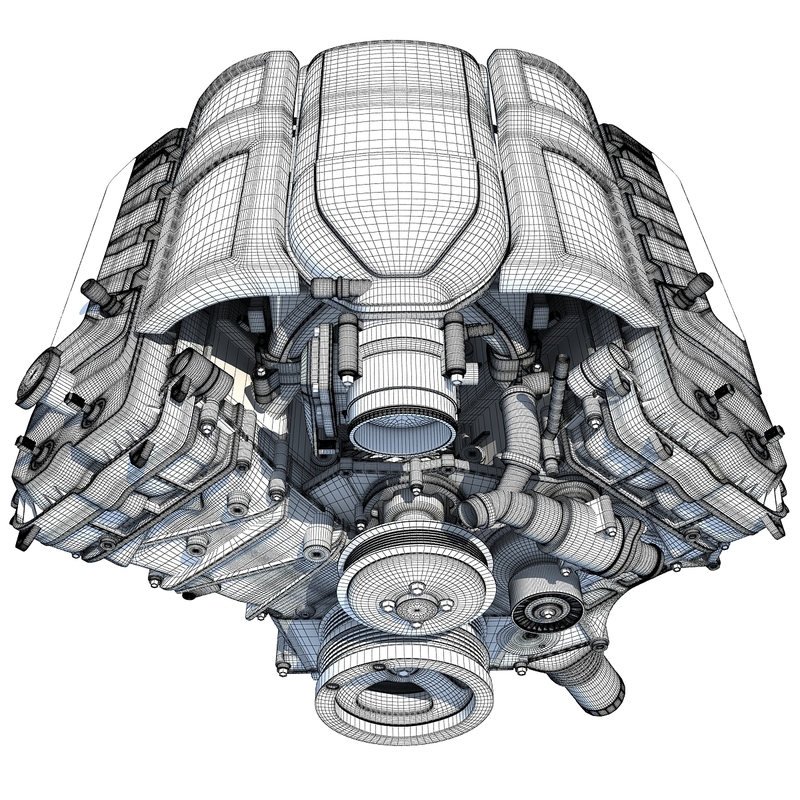 v8 engine 3d model