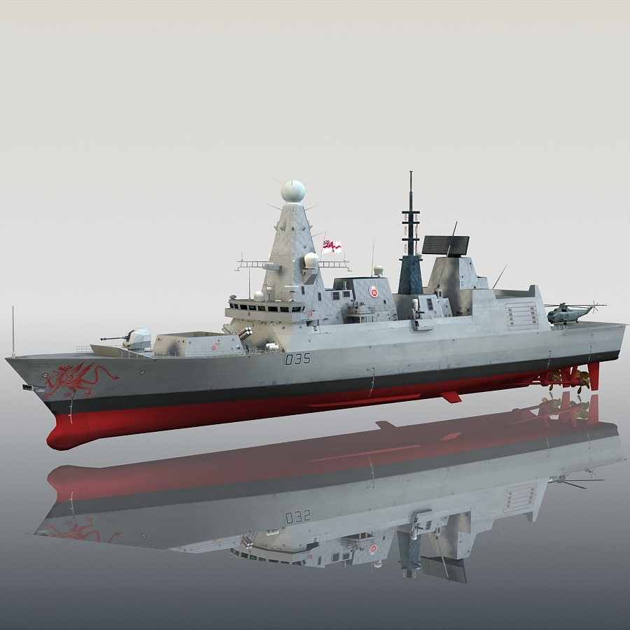3d model hms dragon d35 type 45