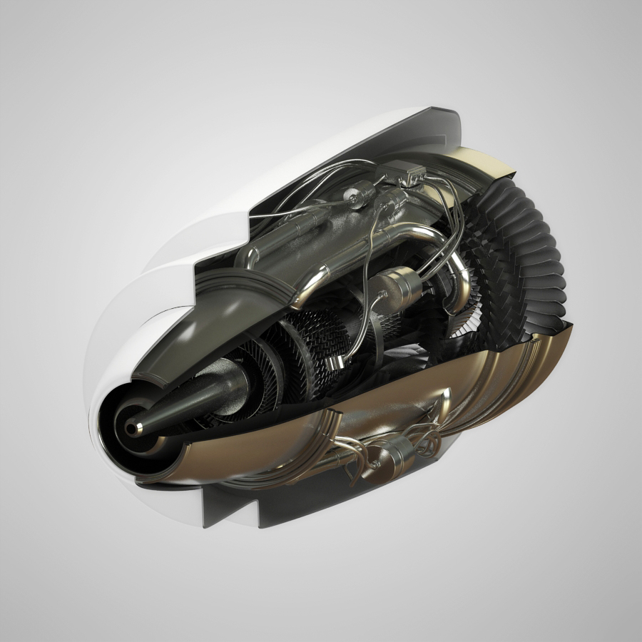 jet engine cutaway 3d model