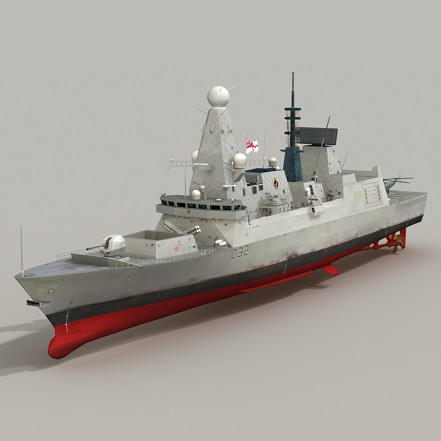 hms daring d32 type 45 3d model