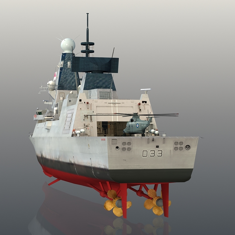 hms dauntless d33 type 45 3d model