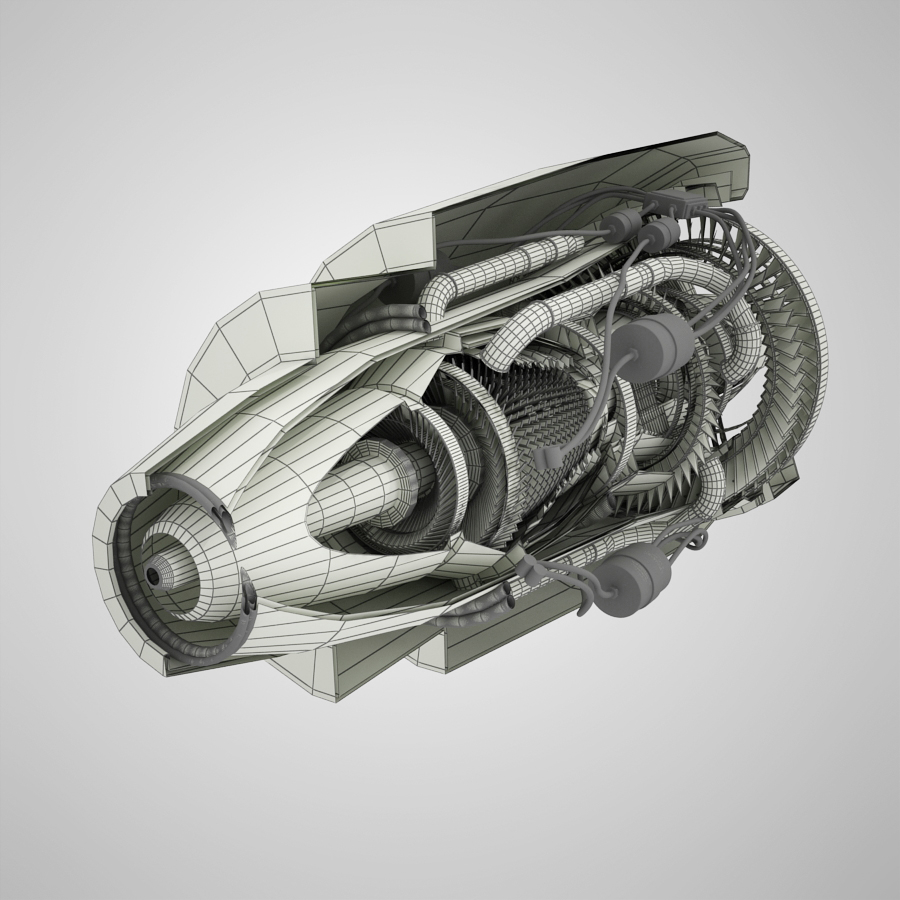 jet engine cutaway 3d model