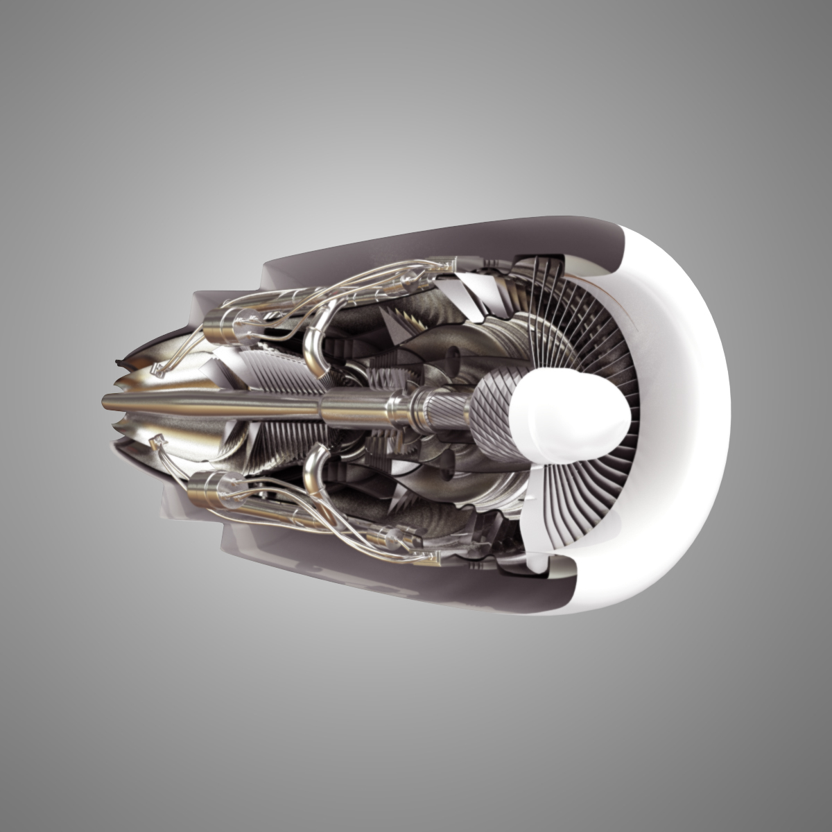 jet engine cutaway 3d model
