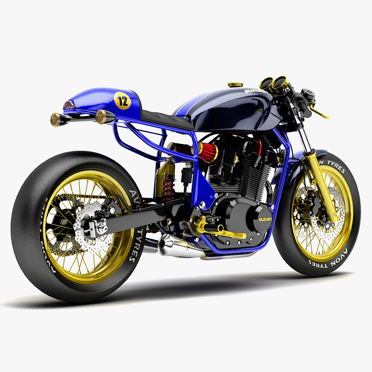 suzuki cafe racer 3d model