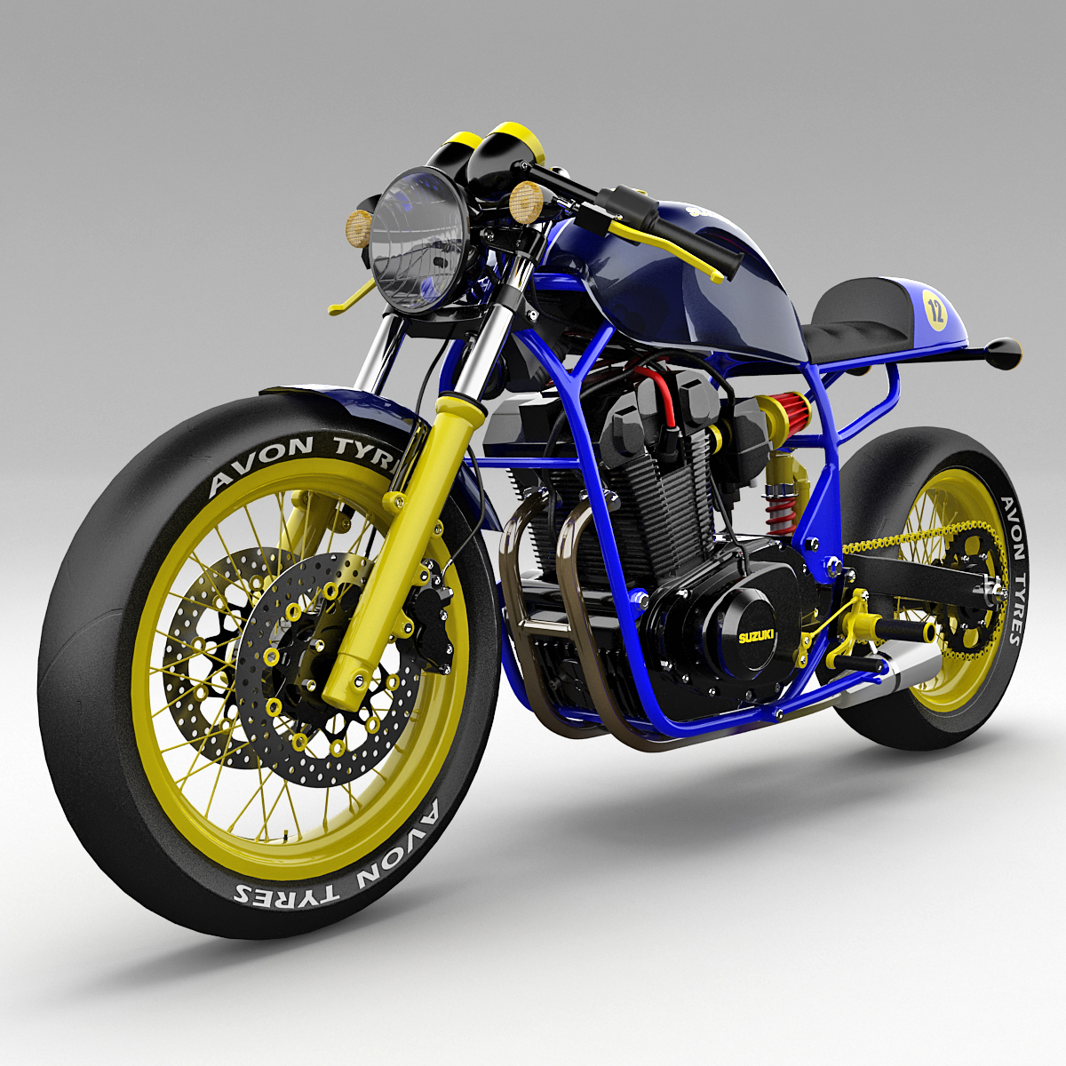 suzuki cafe racer 3d model