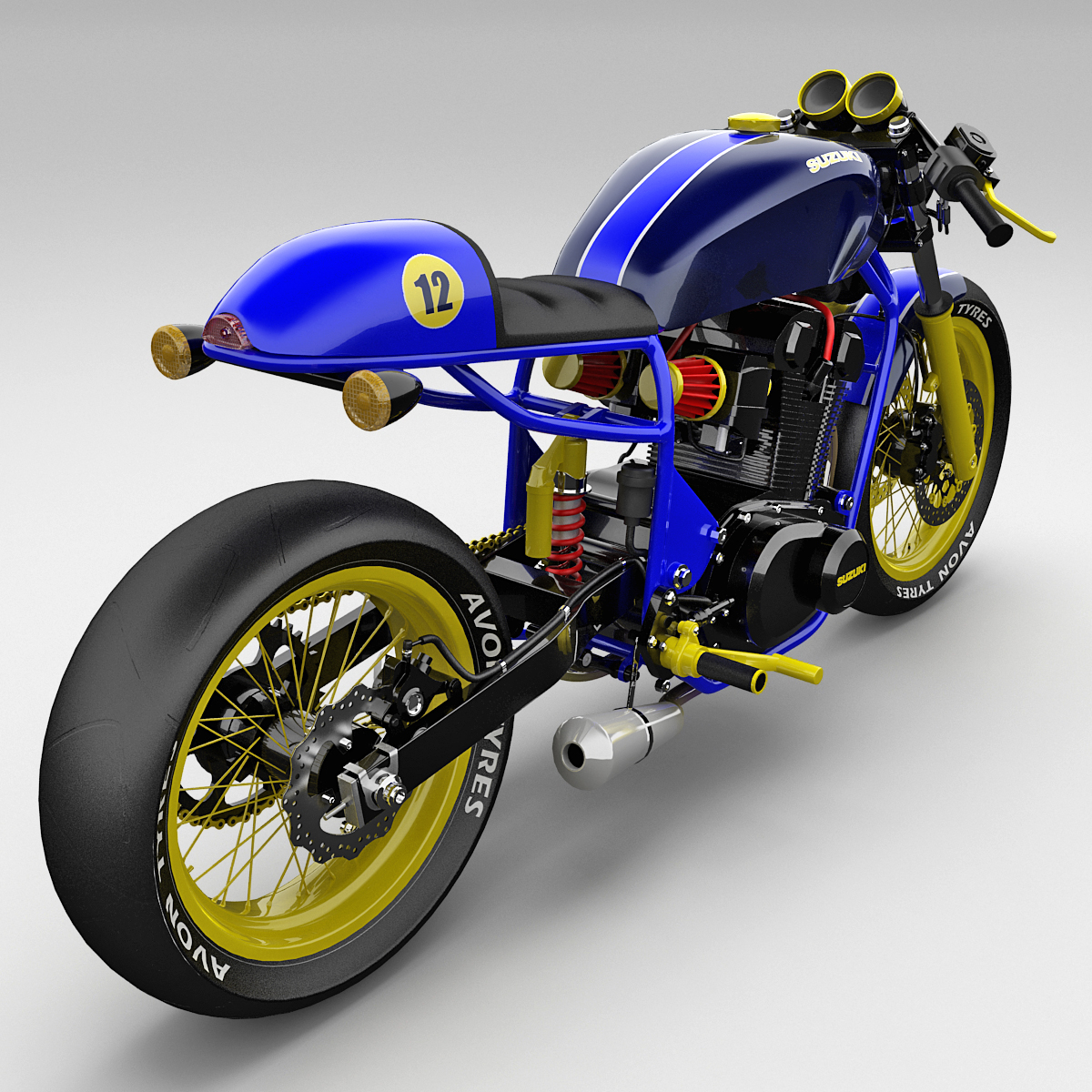 suzuki cafe racer 3d model