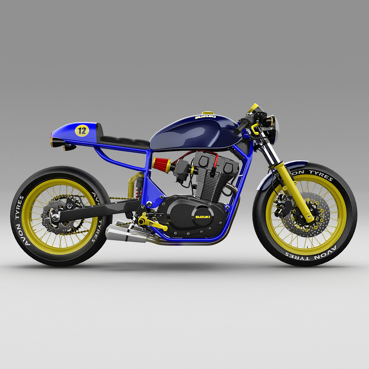 suzuki cafe racer 3d model