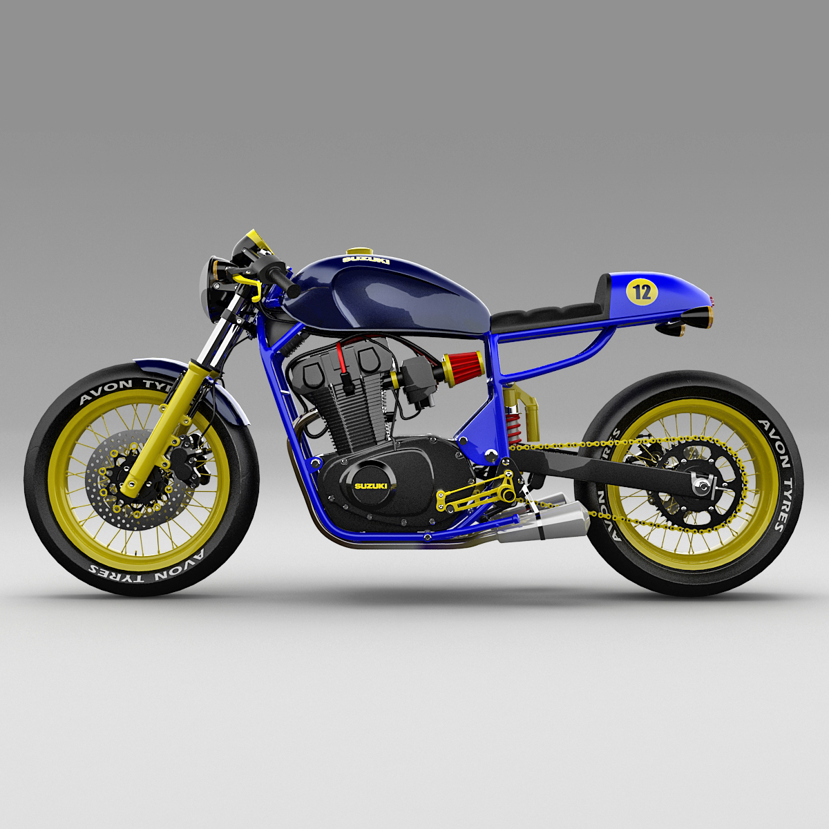 suzuki cafe racer 3d model