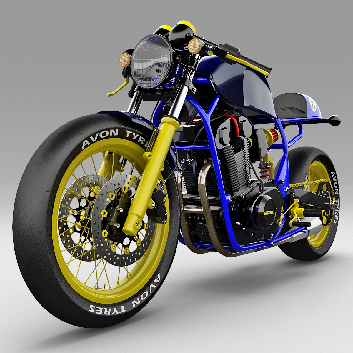 suzuki cafe racer 3d model