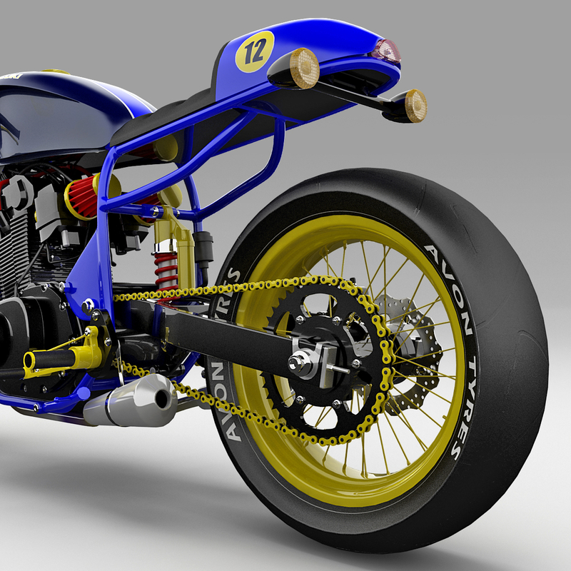 suzuki cafe racer 3d model