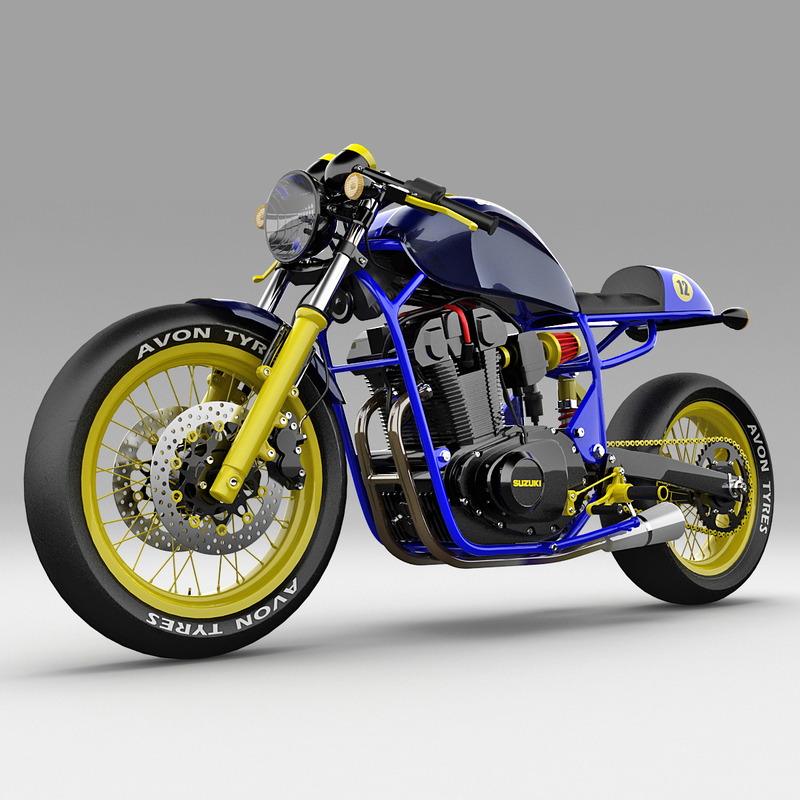 suzuki cafe racer 3d model