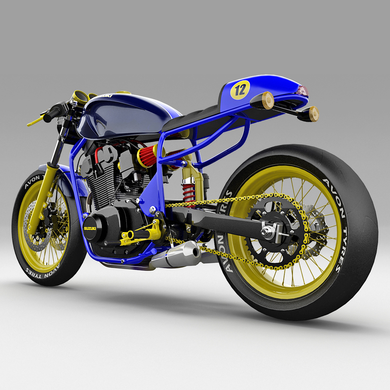suzuki cafe racer 3d model