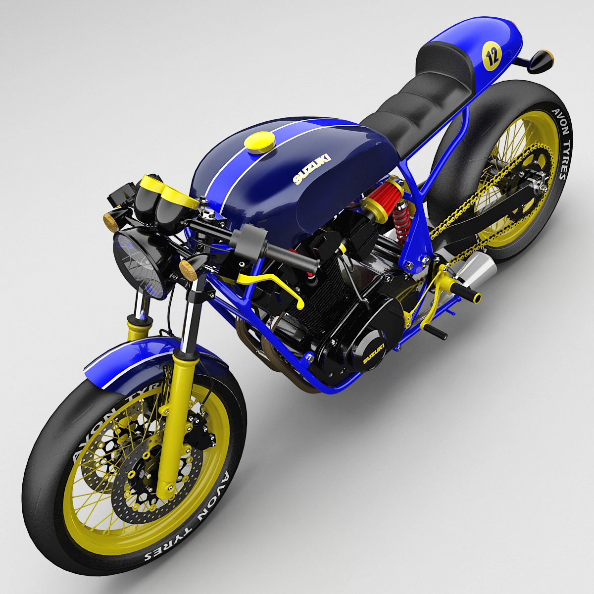 suzuki cafe racer 3d model
