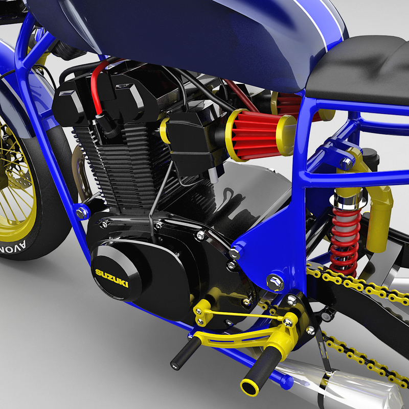 suzuki cafe racer 3d model