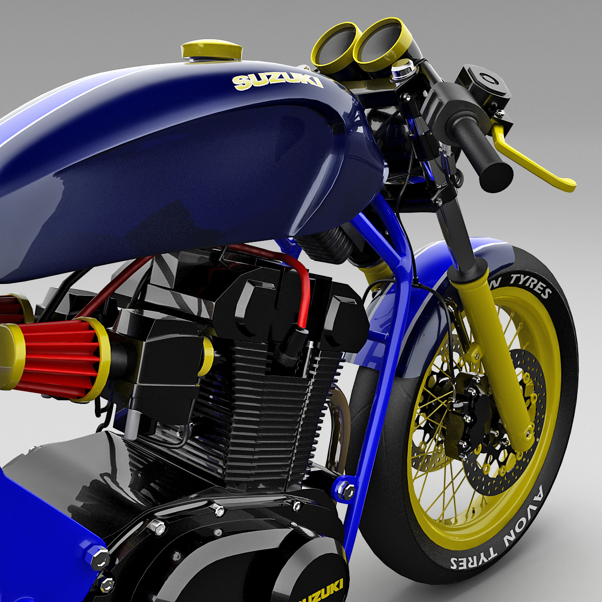 suzuki cafe racer 3d model