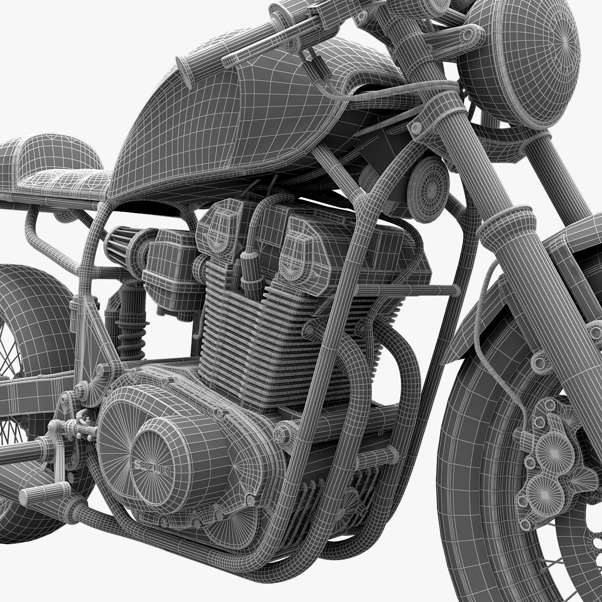 suzuki cafe racer 3d model