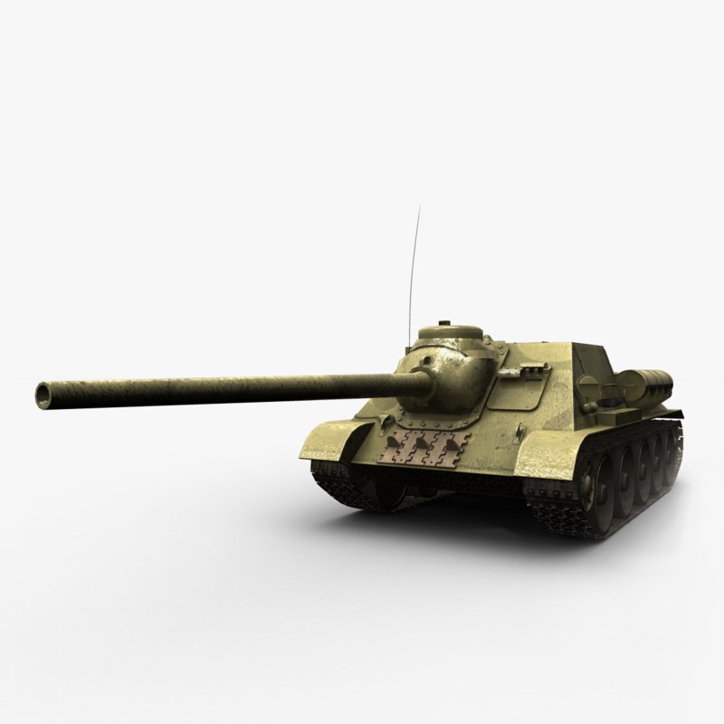 su-100 soviet tank destroyer 3d model