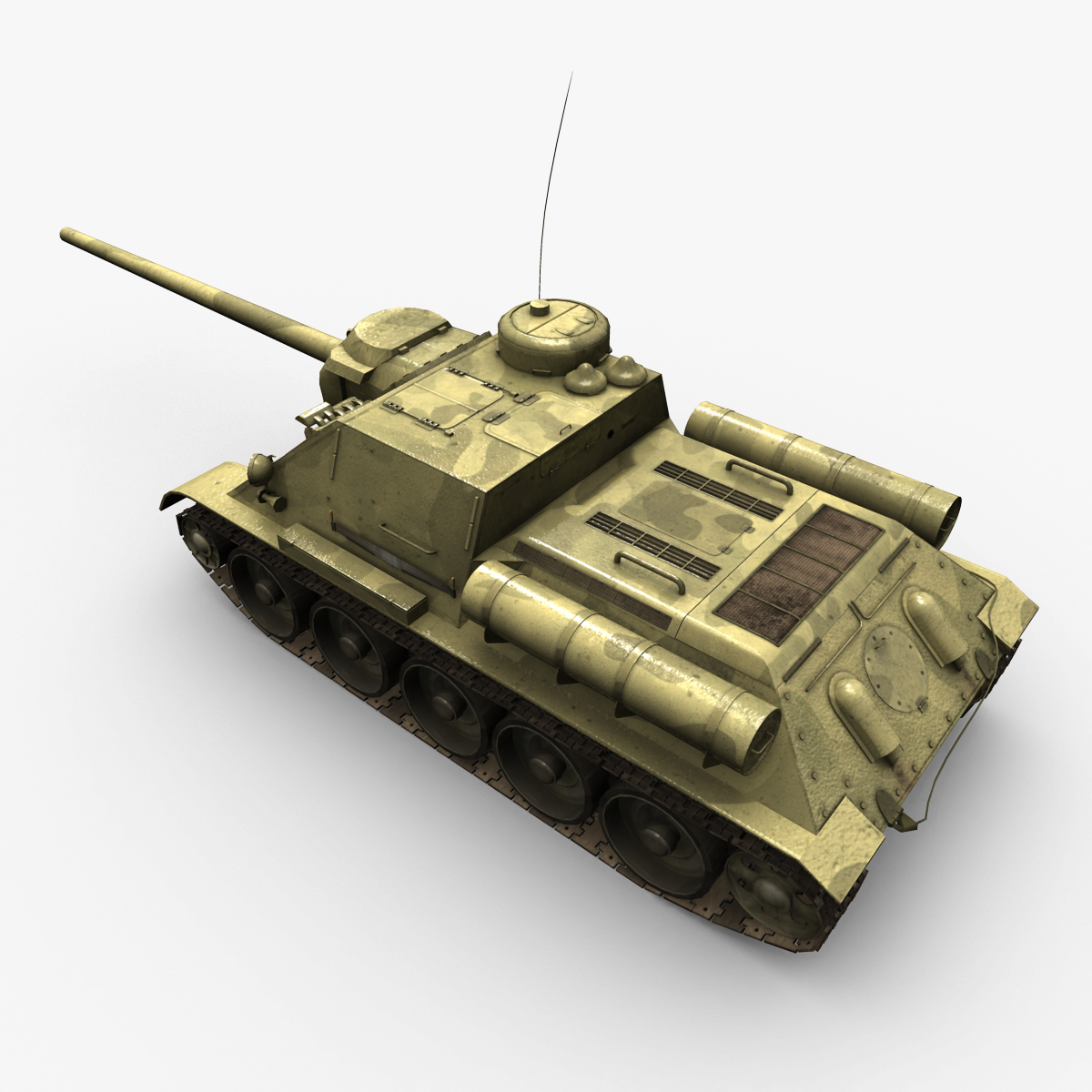 su-100 soviet tank destroyer 3d model