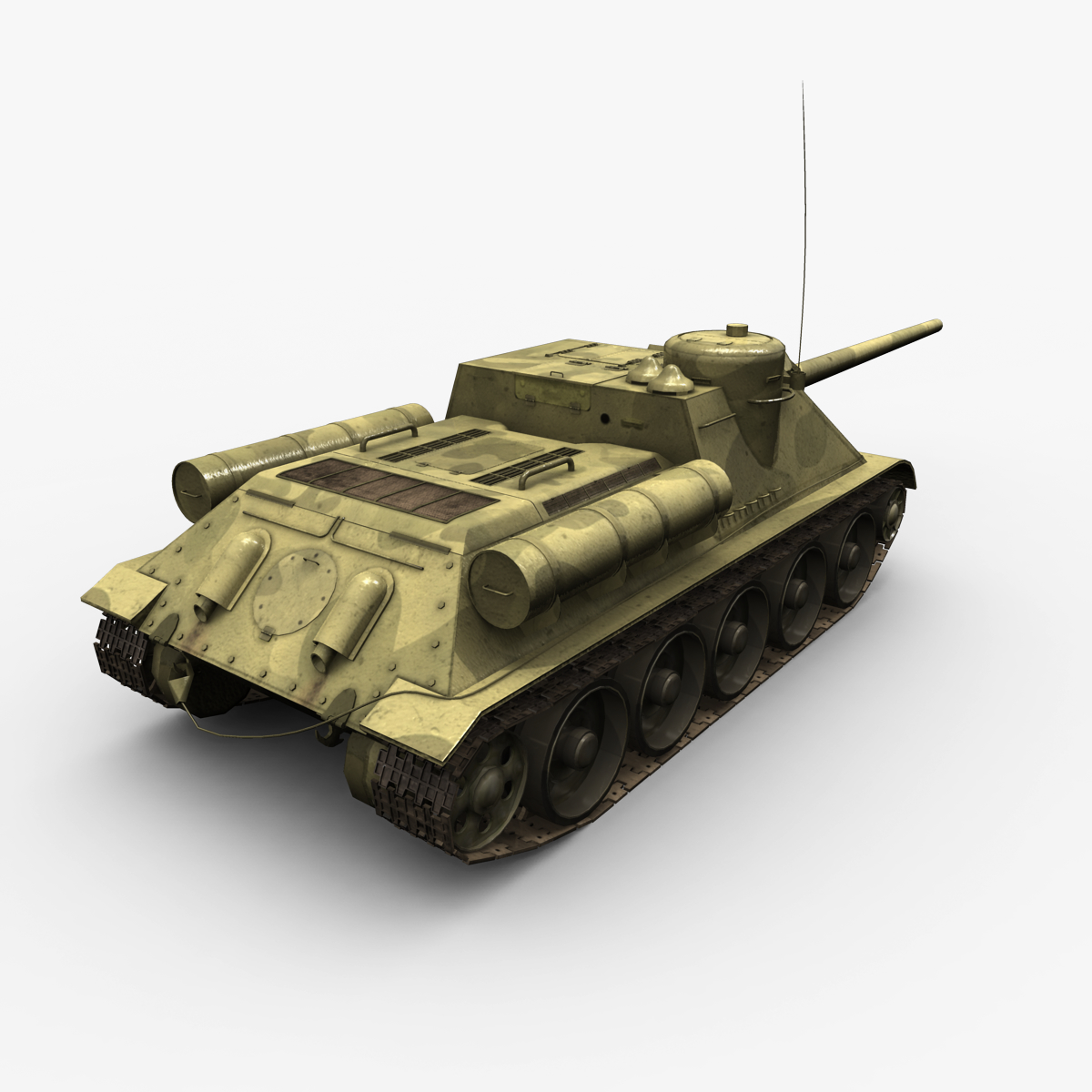 su-100 soviet tank destroyer 3d model