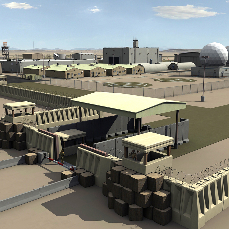 massive airbase uav drones 3d model