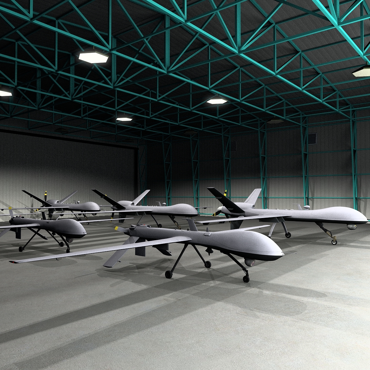 massive airbase uav drones 3d model