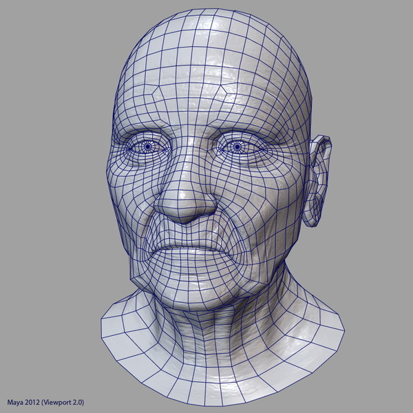 3d old woman head model