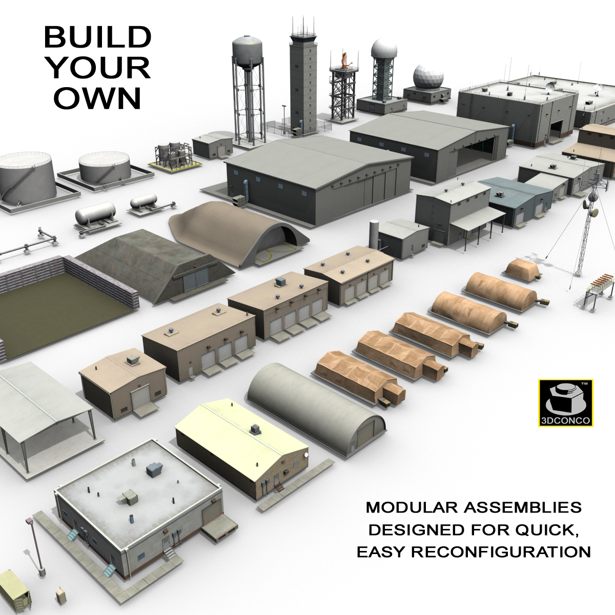 massive airbase uav drones 3d model