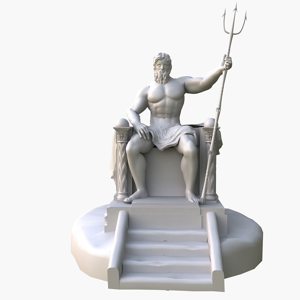 3d obj poseidon statue