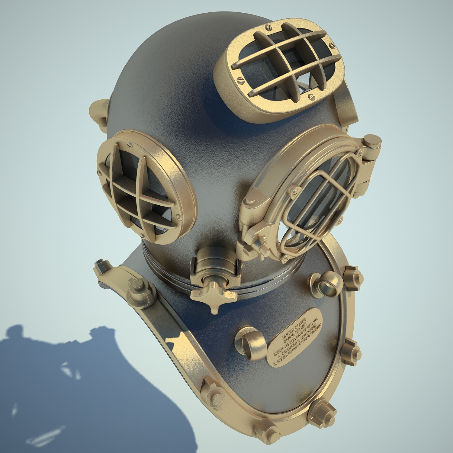 3d model diving helmet old