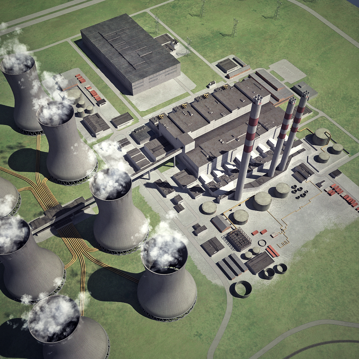 coal-fired thermal power station obj coal-fired thermal power station obj