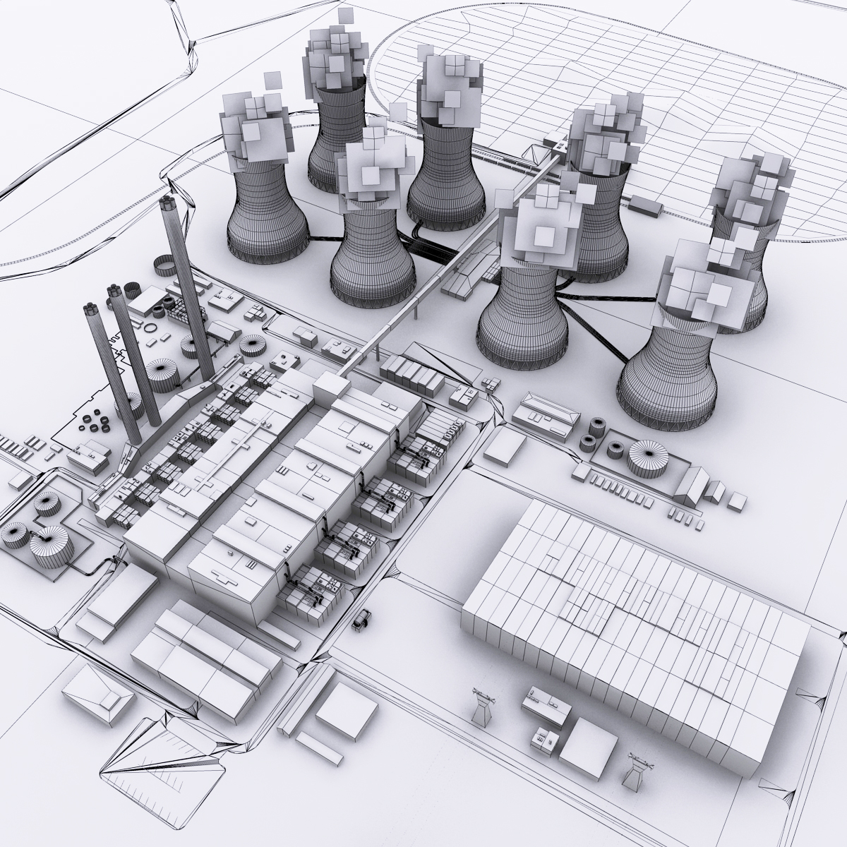 coal-fired thermal power station obj coal-fired thermal power station obj