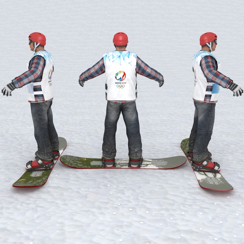 snowboard man 3d model
