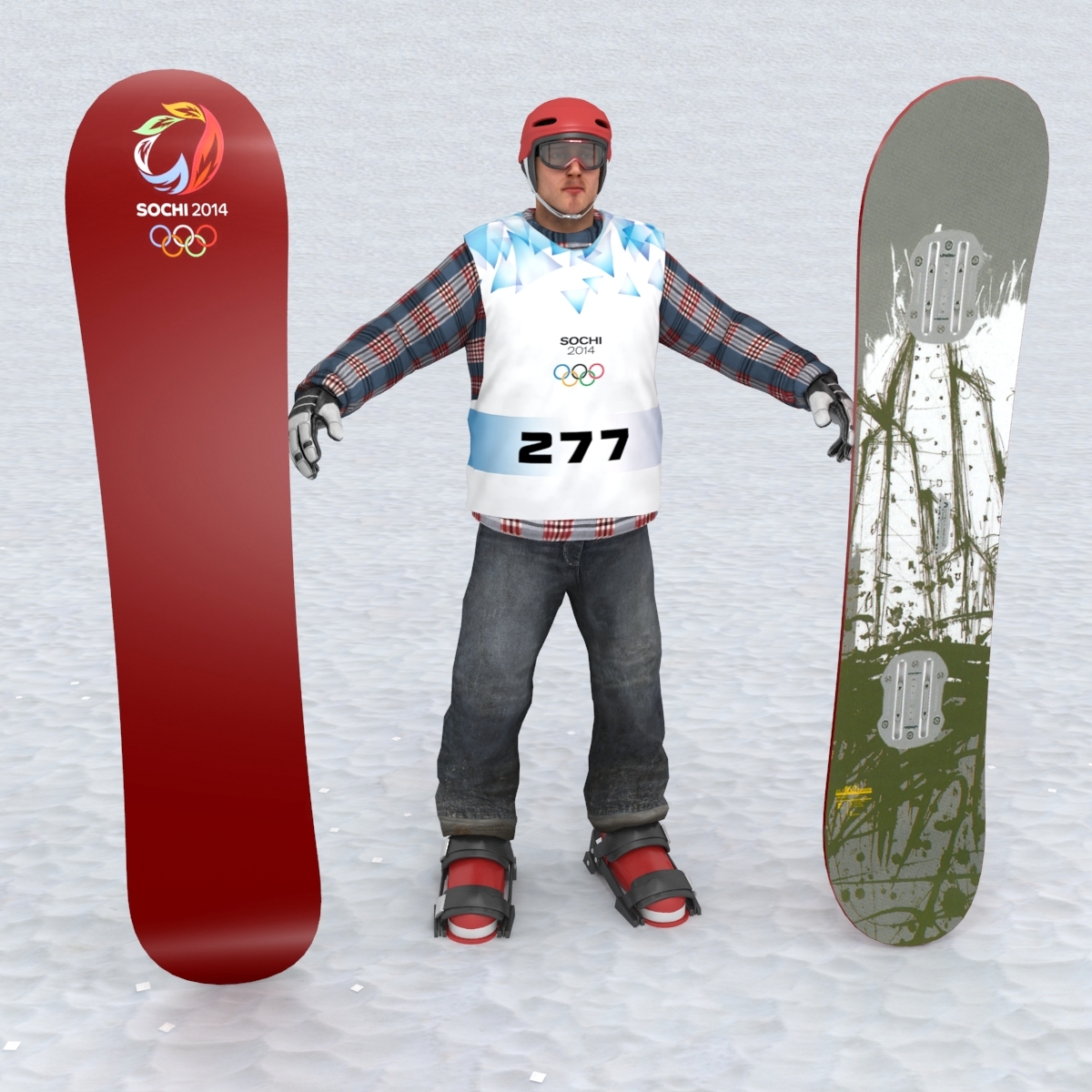 snowboard man 3d model