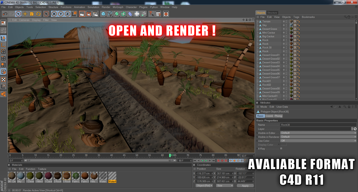 3d 3ds cartoon desert
