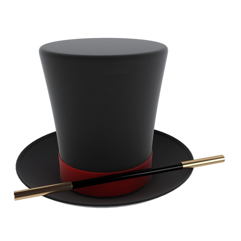 3d magician hat wand