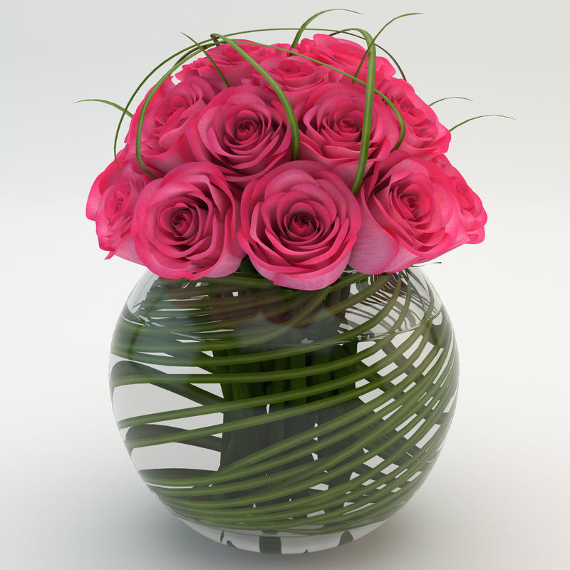 3d rose pink model