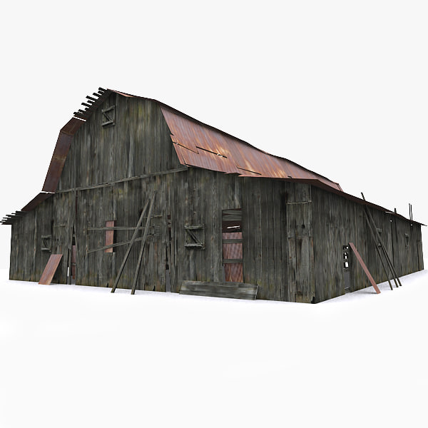 3d model of photorealistic old barn