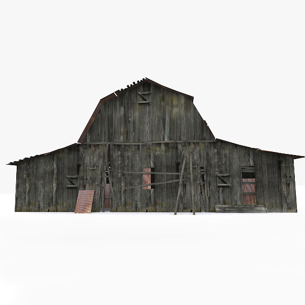 3d model of photorealistic old barn