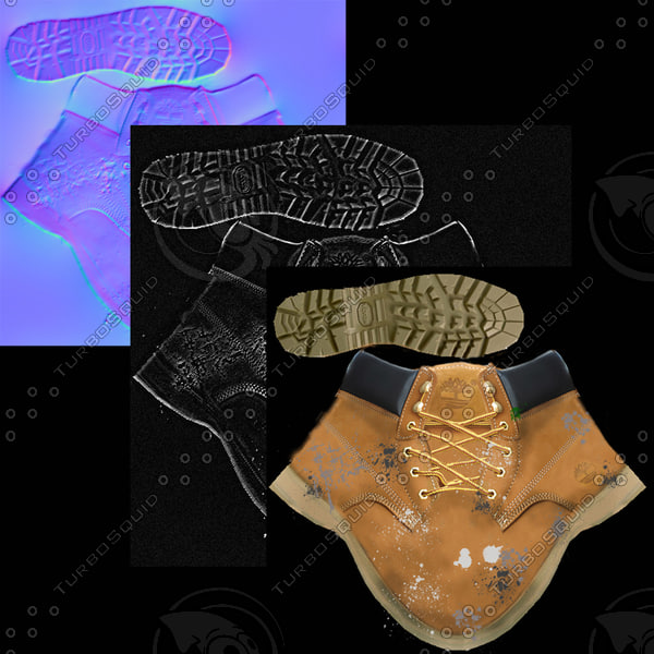 free ready timberland working boots 3d model