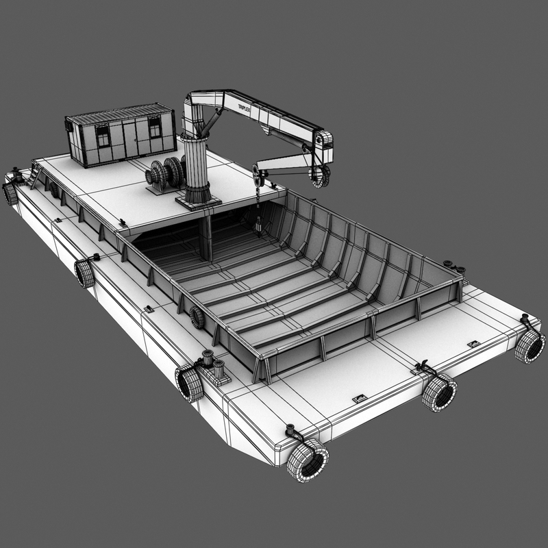 3d barge deck crane model