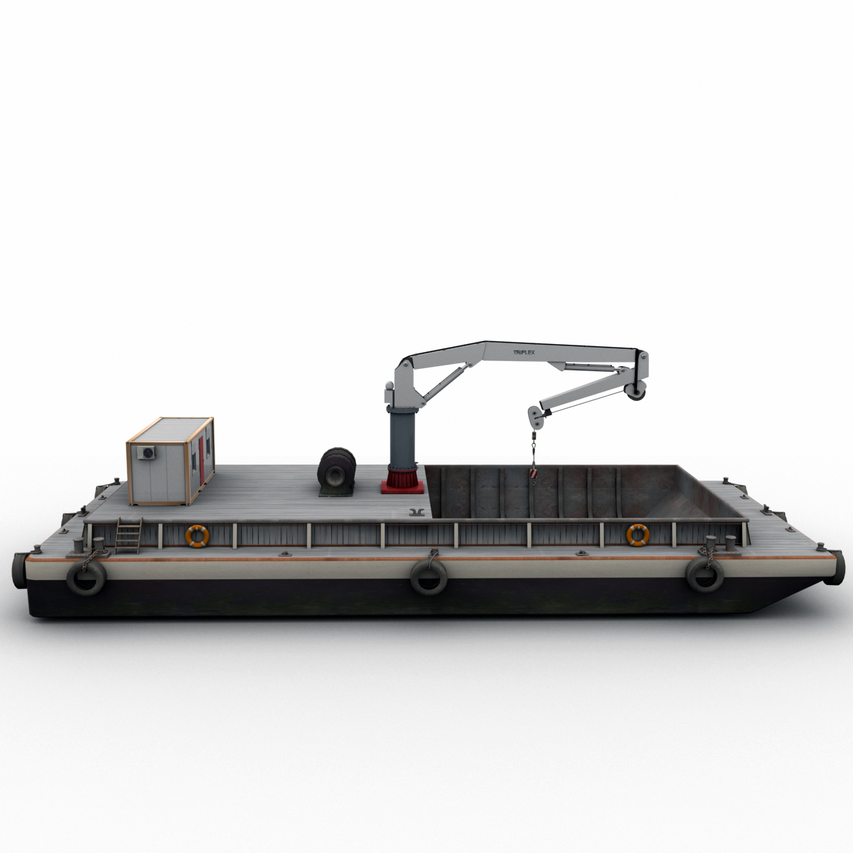 3d barge deck crane model