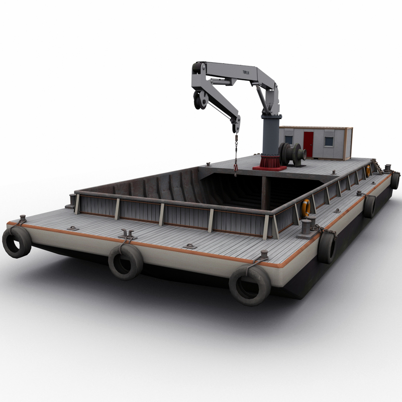 3d barge deck crane model
