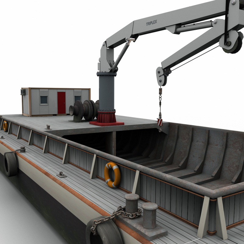 3d barge deck crane model
