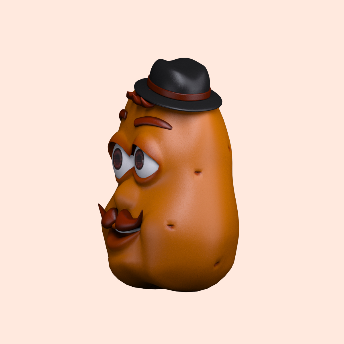 3d cartoon character potato model