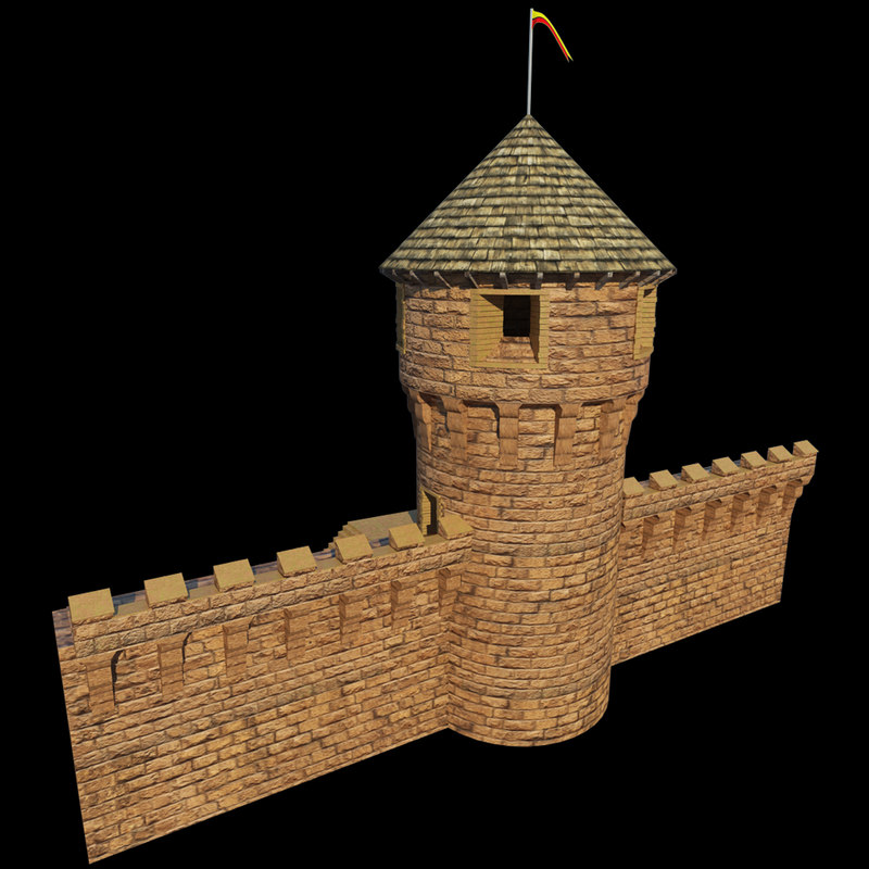 realistic medieal castle tower obj