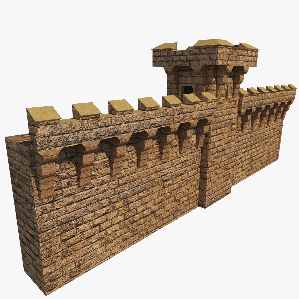 3d realistic medieval wall tower model